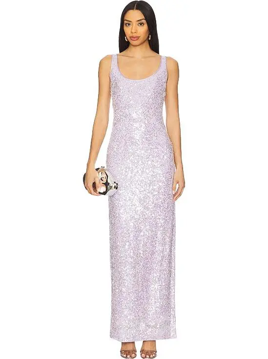 MILLY Tatum Stretch Sequin Maxi Dress - Lilac