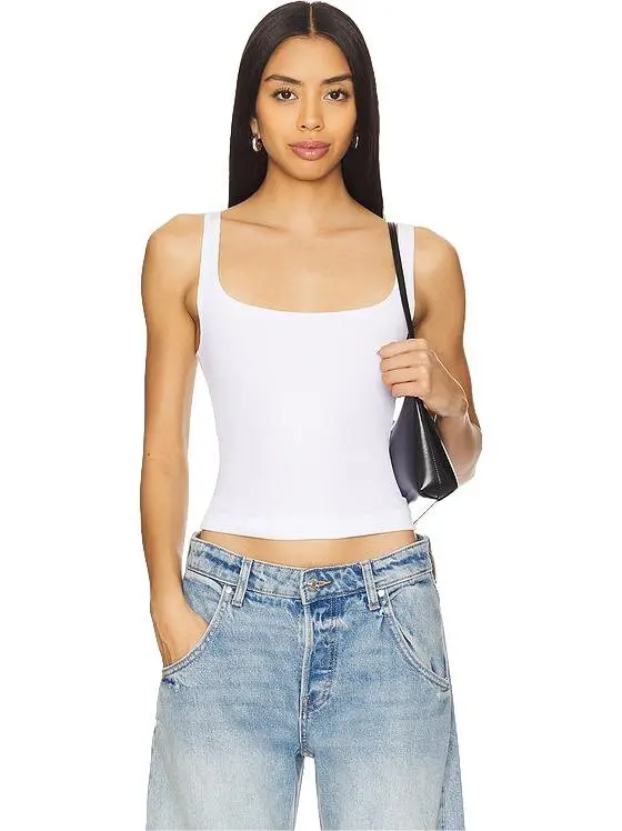 Lna Scoop Ribbed Tank - White