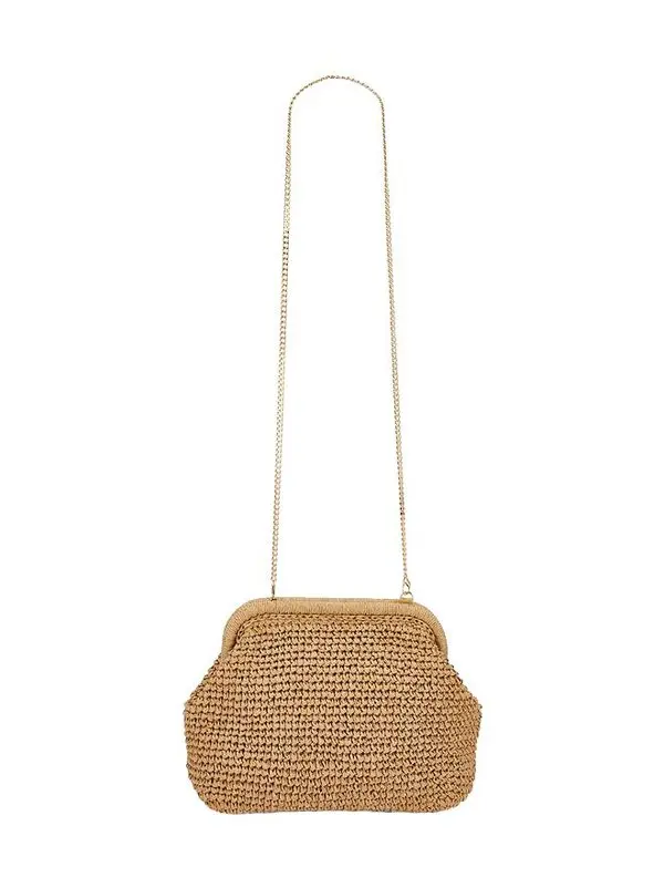 NIKKI BEACH Karla Clutch - Natural & Gold