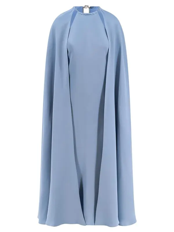 Max Mara Managua Long Dress With Cape - Blue