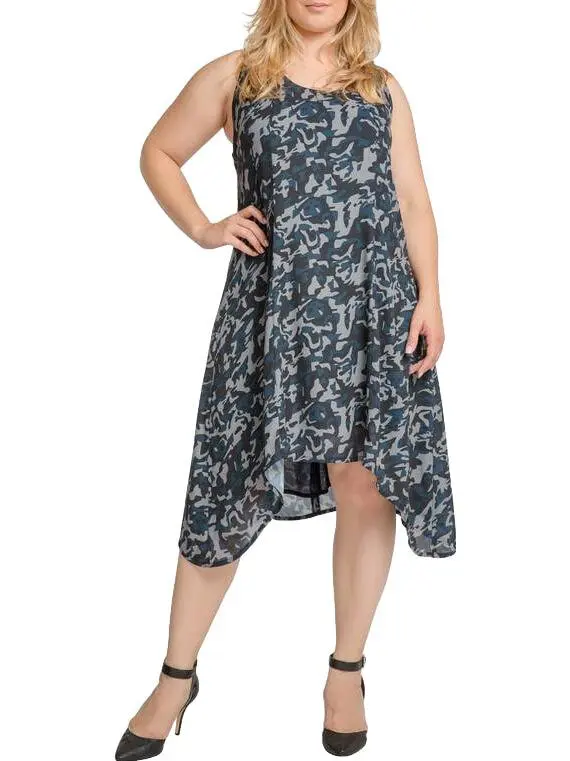 STANDARDS & PRACTICES Ace Camo Skull Sleeveless Midi Dress - Midnight Camo