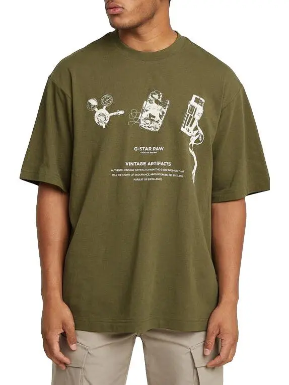G-star Raw Archive Boxy Organic Cotton Graphic T-shirt - Shadow Olive