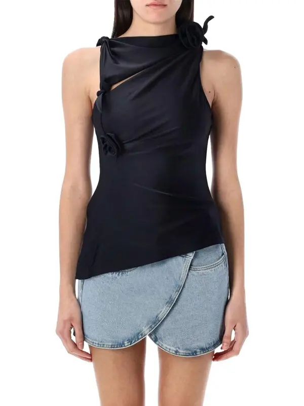 Coperni Asymmetrical Draped Top With Tie Detailing - Black