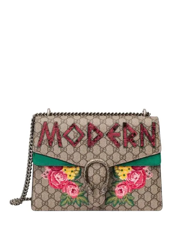 Gucci Dionysus Gg Supreme Medium Shoulder Bag - Green