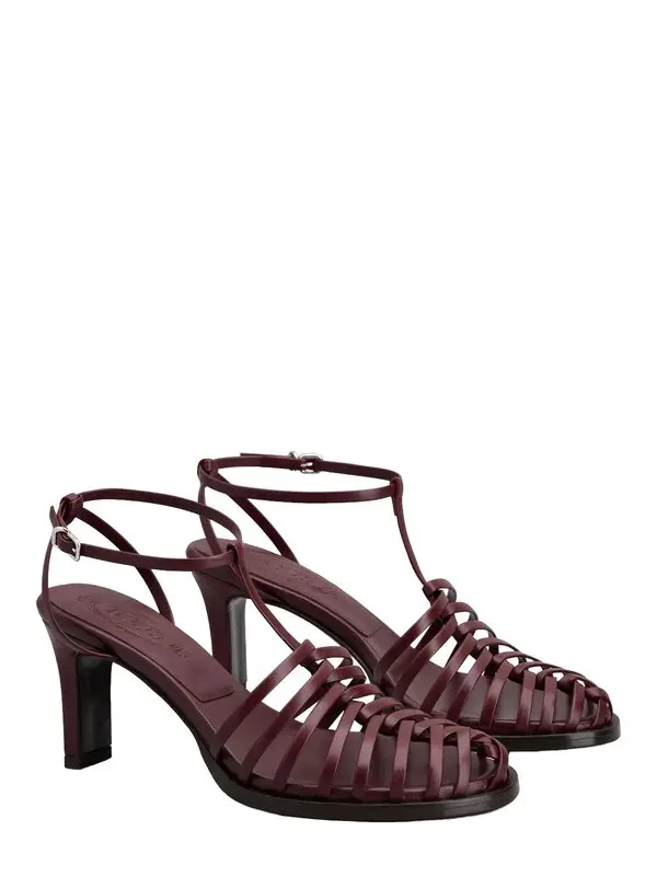 TOD'S T-strap Caged Sandals - Cabernet Red