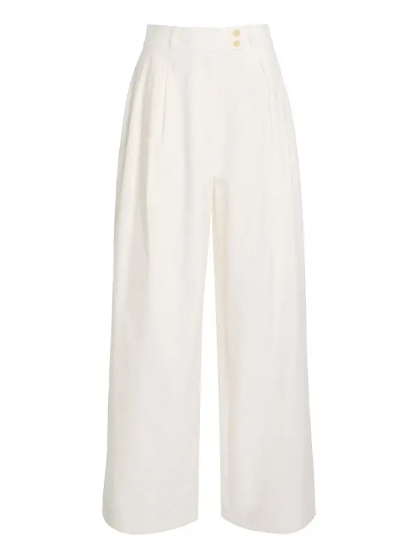 Jenni Kayne Newport High-rise Wide-leg Cotton Pants - White