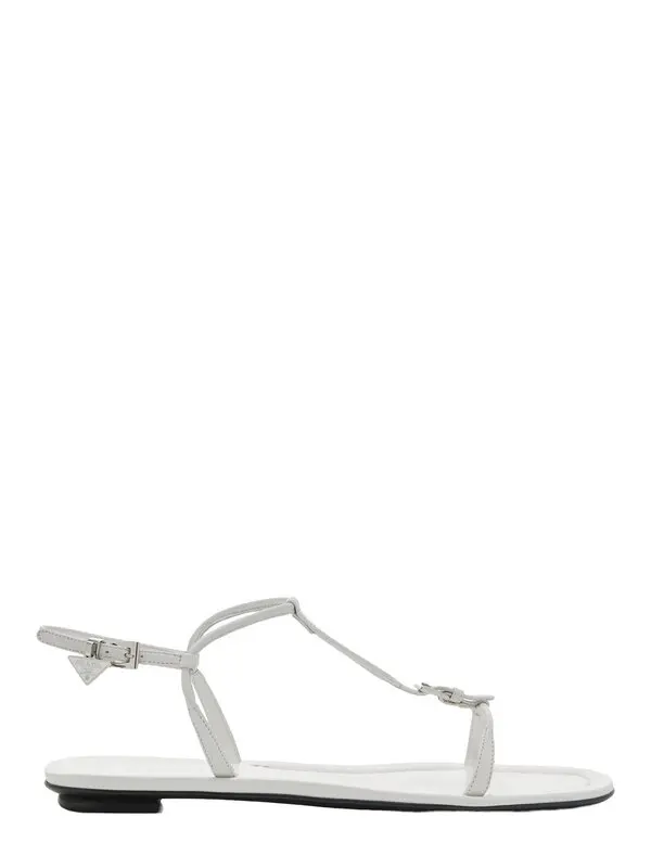 Prada Buckled Leather Sandals - White