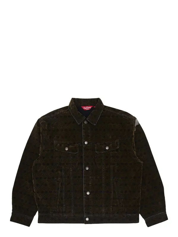 Supreme Flocked Denim Trucker Jacket - Black