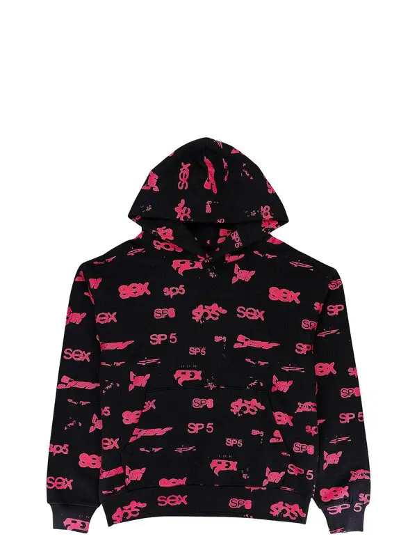 SP5DER All Over Print Hoodie - Black