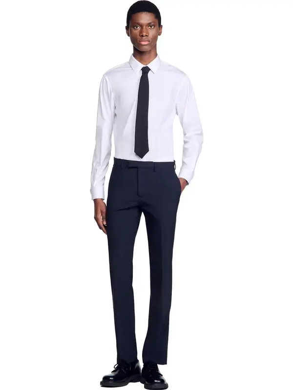 Sandro Formal Wool Suit Trousers - Navy Blue