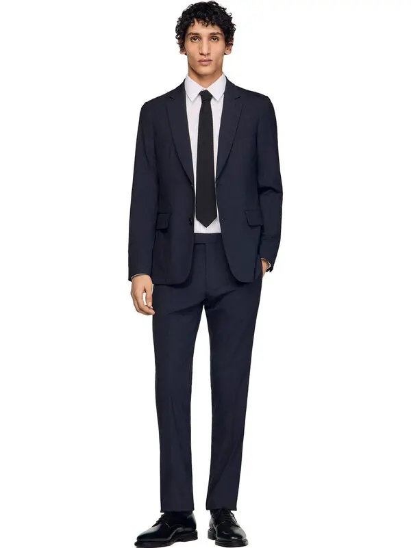 Sandro Formal Wool Suit Trousers - Navy Blue