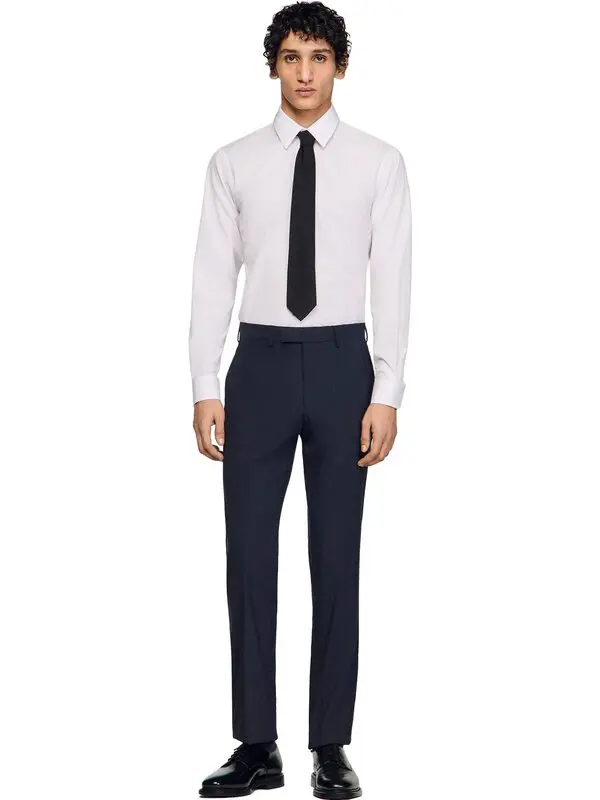Sandro Formal Wool Suit Trousers - Navy Blue
