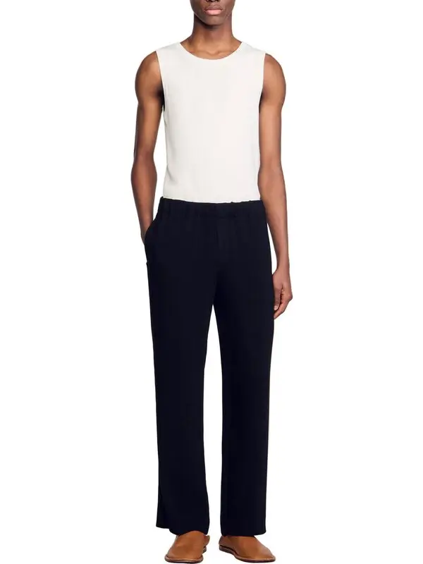 Sandro Pleated Wide-leg Trousers - Black
