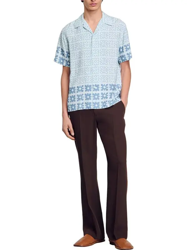 Sandro Floral Motif Shirt - Blue Sky