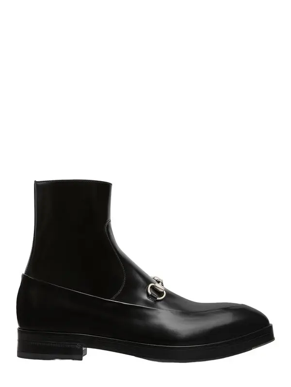 Gucci Burn Leather Ankle Boots - Black
