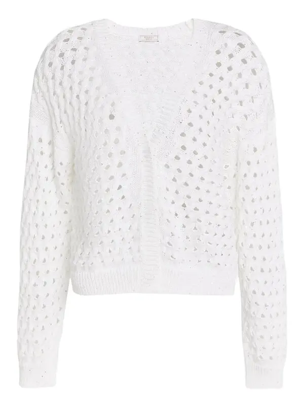 Peserico Open-knit Sequin Cardigan - Pure White