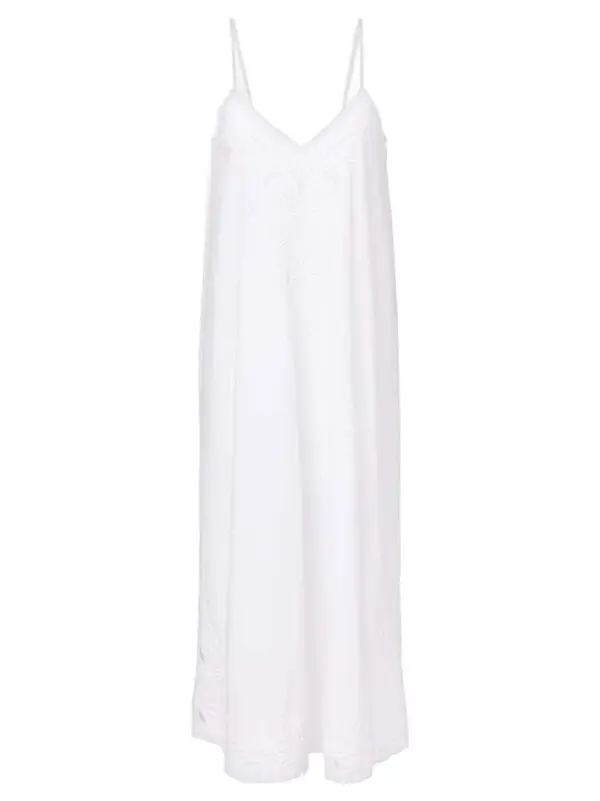 JULIET DUNN Embroidered Cotton Poplin Midi Dress - White