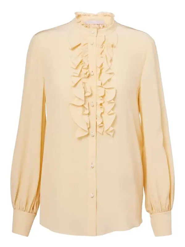 Valentino Garavani Ruffled Silk Crêpe De Chine Blouse - Yellow