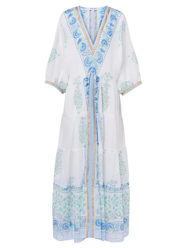 JULIET DUNN Paisley Cotton Maxi Dress - White