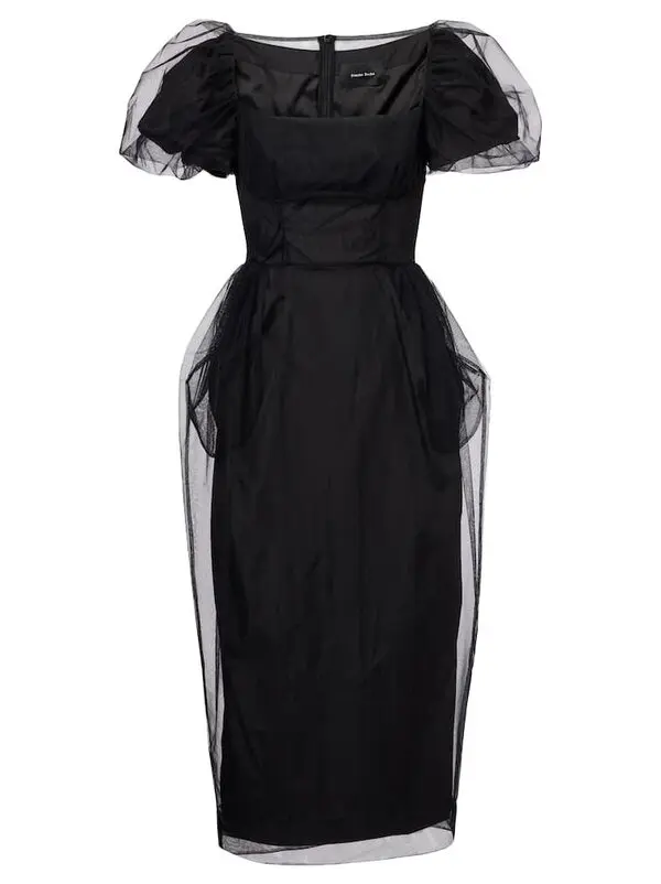 Simone Rocha Floral-appliqué Cocktail Dress - Black