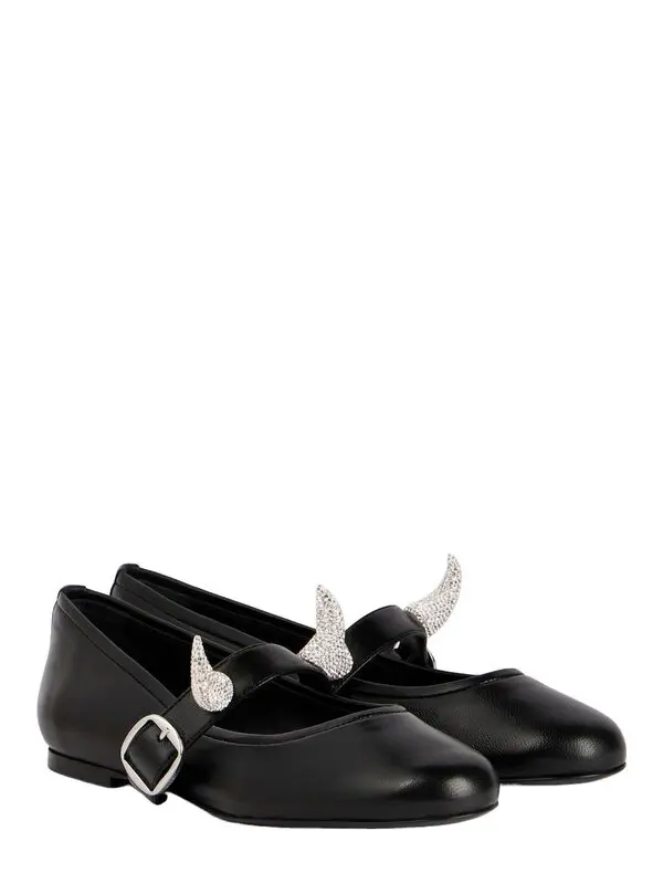 Coperni X Disney® Mary Jane Flats With Embellished Horns - Black