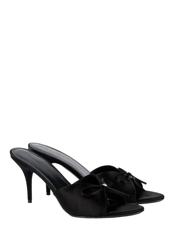 Balenciaga Knife Bow 80 Satin Sandals - Black