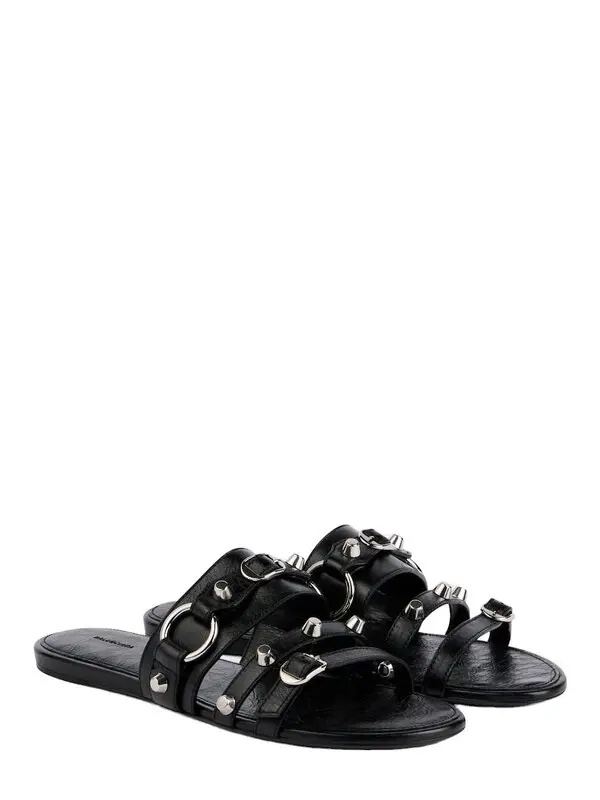 Balenciaga Leather Sandals - Black