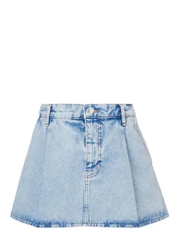 FRAME Pleated Denim Miniskirt - Blue