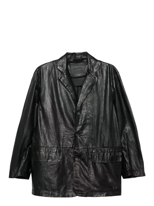 GIORGIO BRATO Leather Blazer - Black
