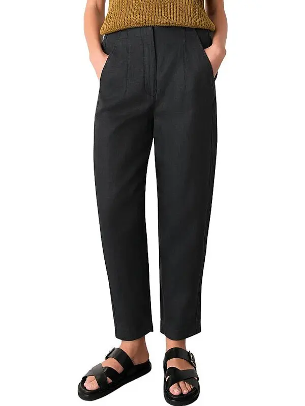 Whistles Linen Barrel Leg Trousers - Black