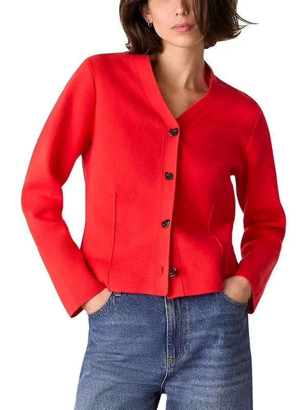 Whistles Seam Detail Cardigan - Red