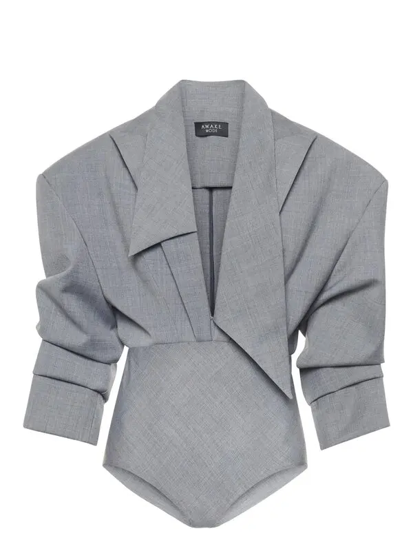 A.W.A.K.E. Mode Tailored Wool-blend Bodysuit - Grey