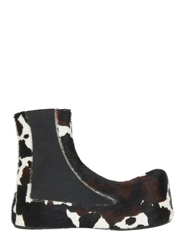 A.W.A.K.E. Mode Anki Pony Hair Ankle Boots - Print