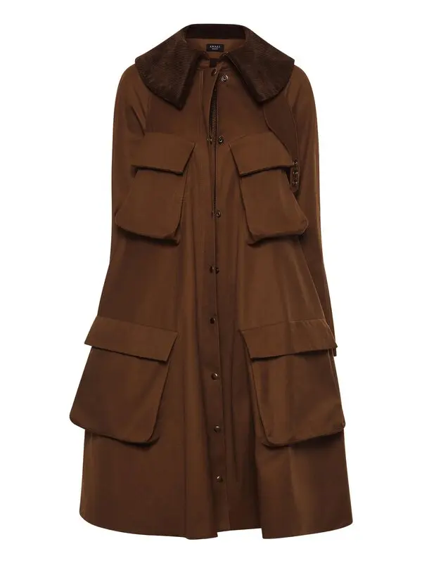 A.W.A.K.E. Mode Pocket-detailed Flared Trench Coat - Brown