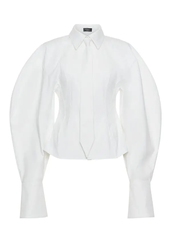 A.W.A.K.E. Mode Tie-detailed Stretch-cotton Poplin Shirt - White
