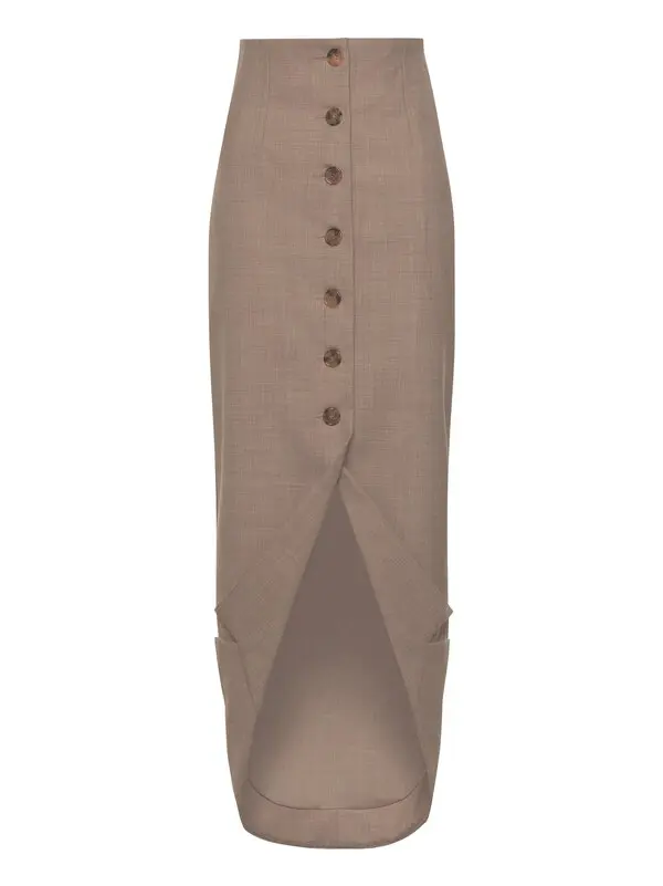 A.W.A.K.E. Mode Tailored Wool-blend Midi Blazer Skirt - Nude