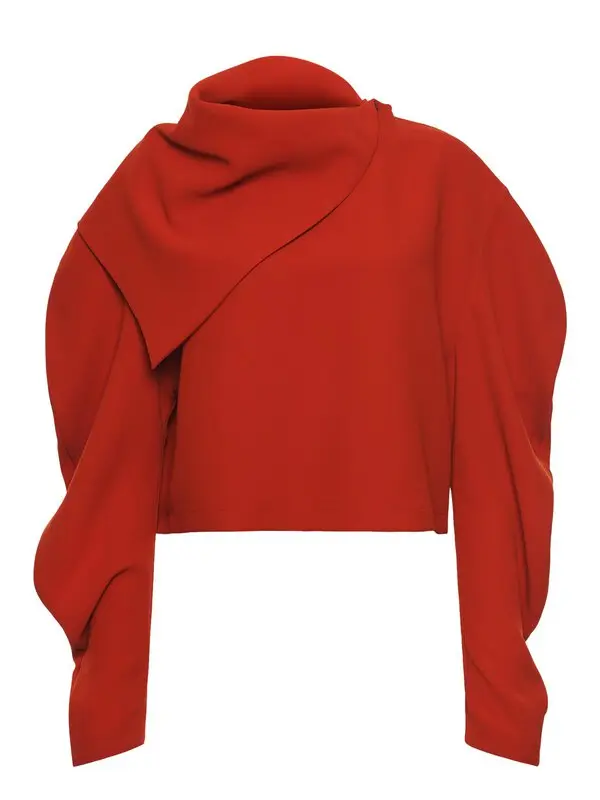 A.W.A.K.E. Mode Draped Crepe Top - Red
