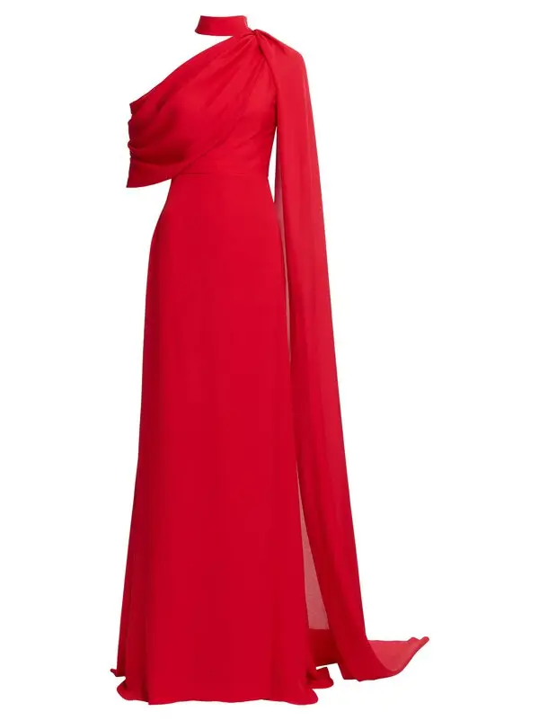 Elie Saab Asymmetric Double-georgette Gown - Red