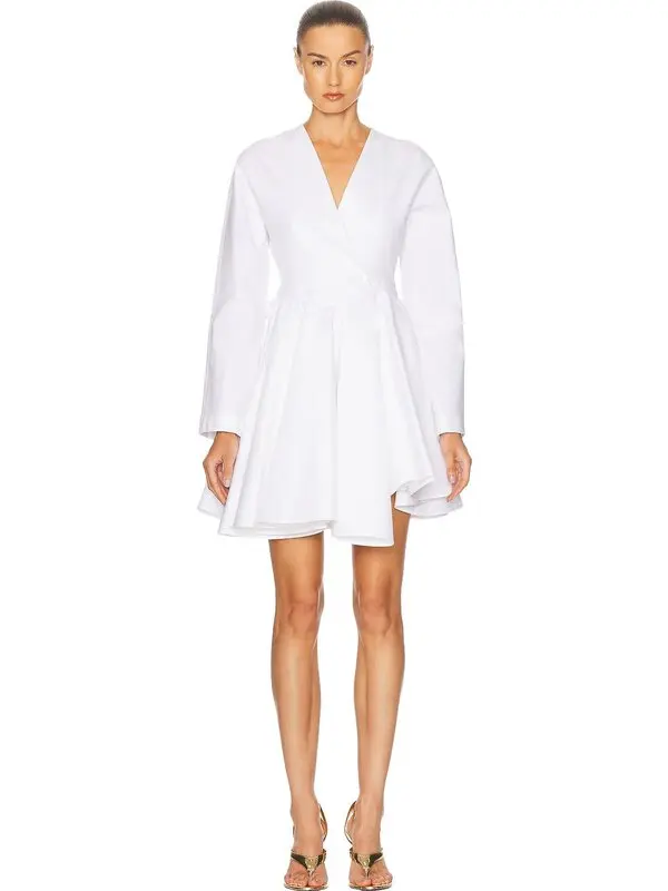 Alaïa Asymmetrical Pleated Hem Belt Dress - Blanc