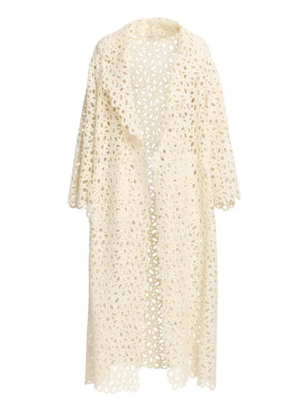 Elie Saab Oversized Macramé Overcoat - White