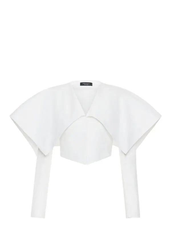 A.W.A.K.E. Mode Collared Cropped Blazer - White