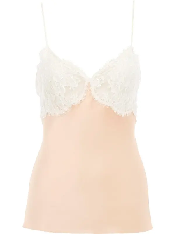 Chloé Lace-trimmed Silk Satin Camisole - Light Pink