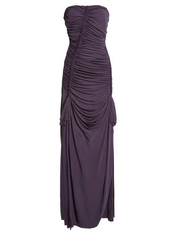 Christopher Esber Shibari Ruche Strapless Gown - Purple