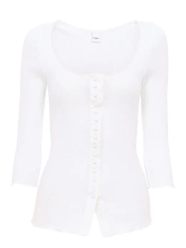 Chloé Fitted Ribbed Cardigan - White