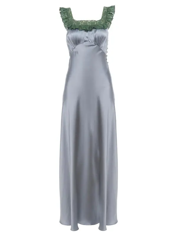 Chloé Lace-trimmed Silk Satin Maxi Dress - Blue