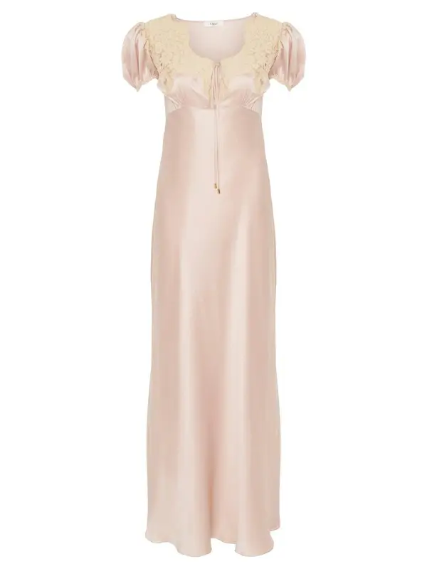 Chloé Lace-trimmed Silk Satin Maxi Dress - Pink