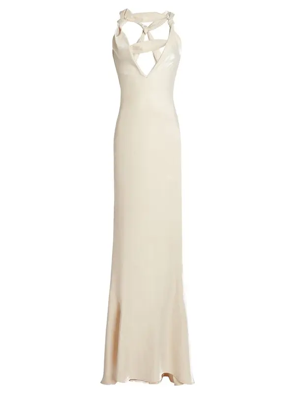 LUDOVIC DE SAINT SERNIN Carrie Knotted Crepe Satin Maxi Dress - Ivory