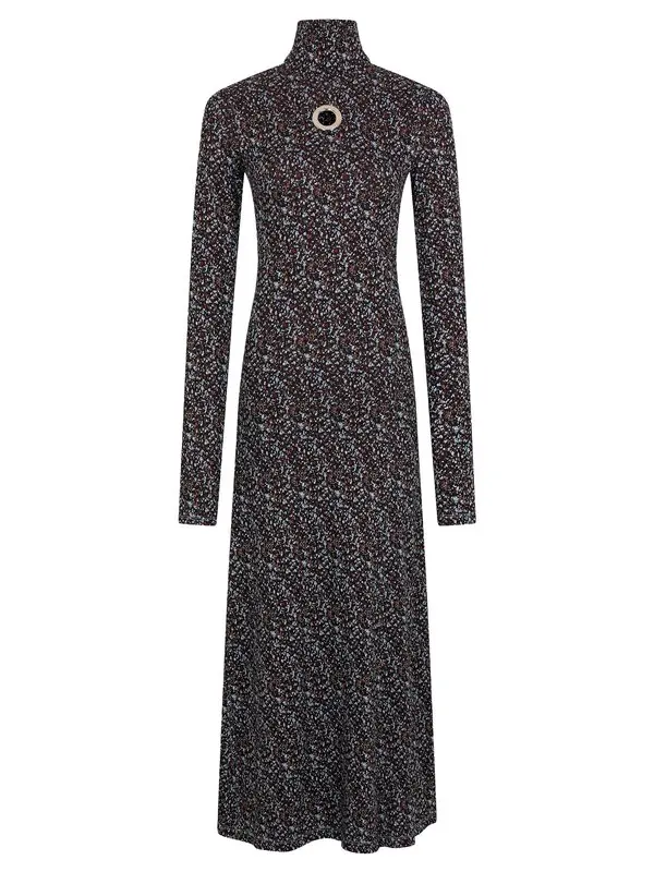 Rabanne Eyelet Detailed Patterned Midi Dress - Multi