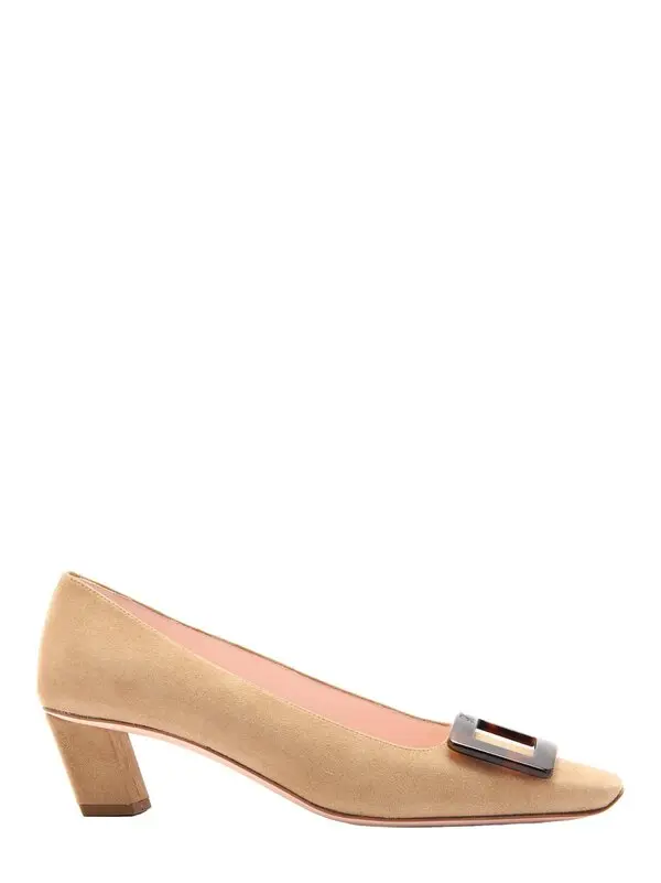 ROGER VIVIER Belle Vivier Suede Pumps - Tan