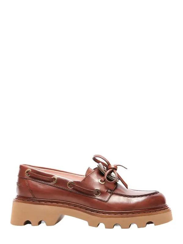 ROGER VIVIER Viv Rangers Leather Boat Shoes - Brown